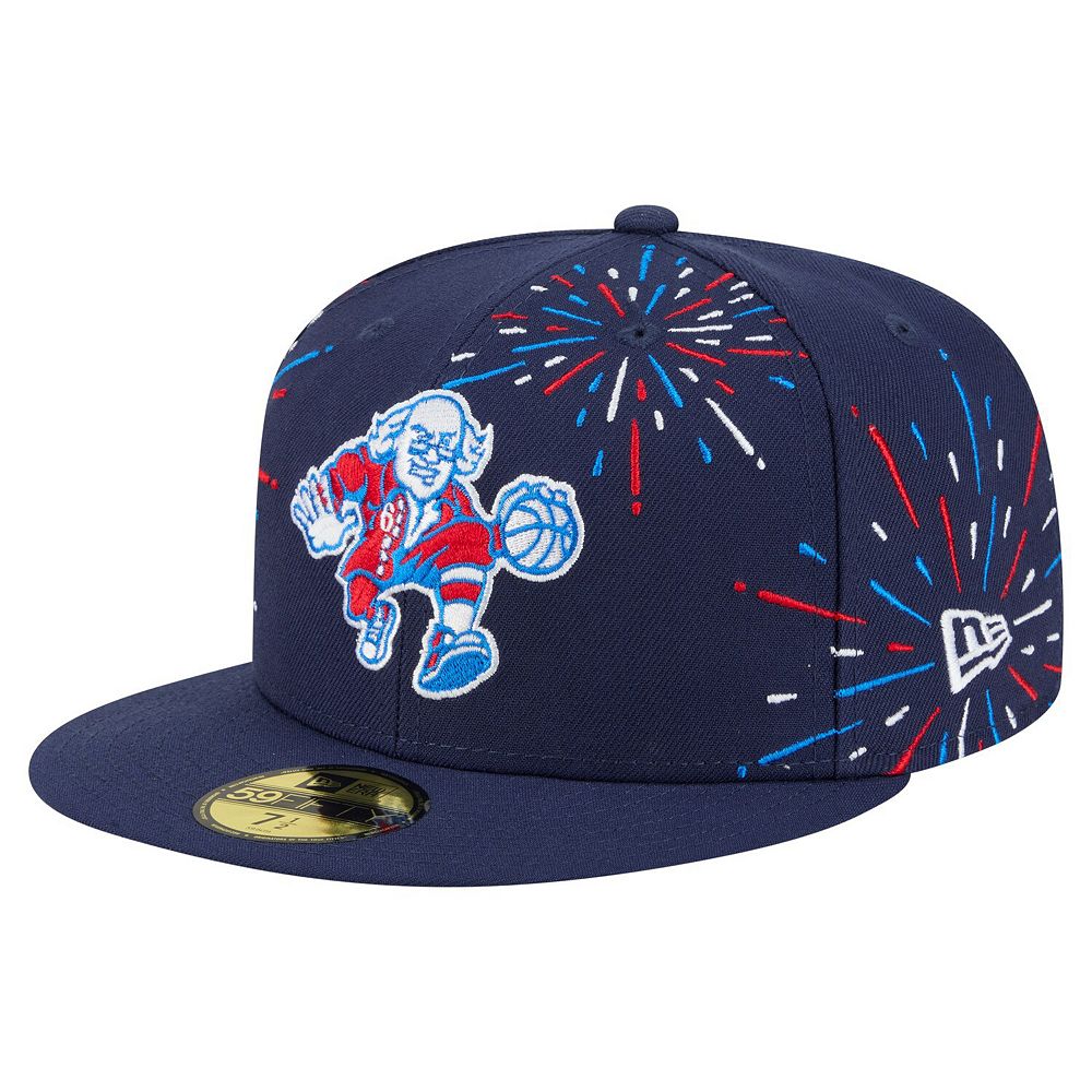 Men's New Era Navy Philadelphia 76ers Americana Fireworks 59FIFTY ...