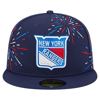 Men's New Era Navy New York Rangers Americana Fireworks 59FIFTY Fitted Hat