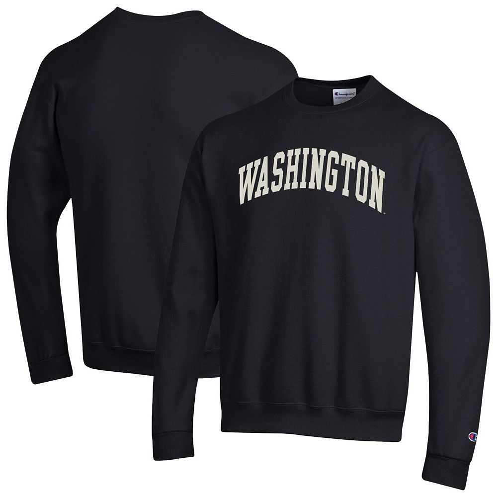 Men's Champion Black Washington Huskies Basic Arch Fleece Pullover ...