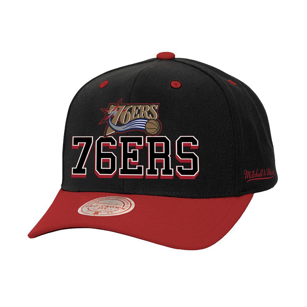 Men's Mitchell & Ness Black/Red Philadelphia 76ers Backside Script 2 ...