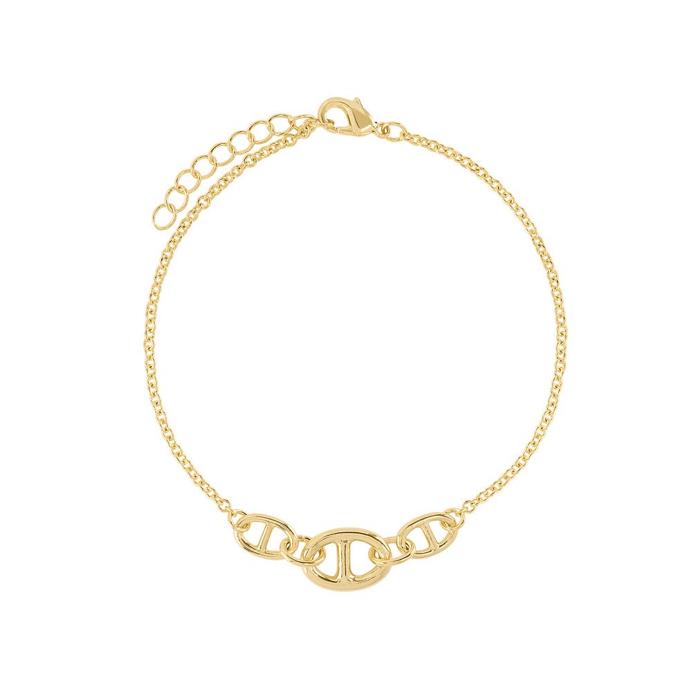 Athra NJ Inc 14k Gold Flash Plated Cable Chain & Mariner Link Bracelet