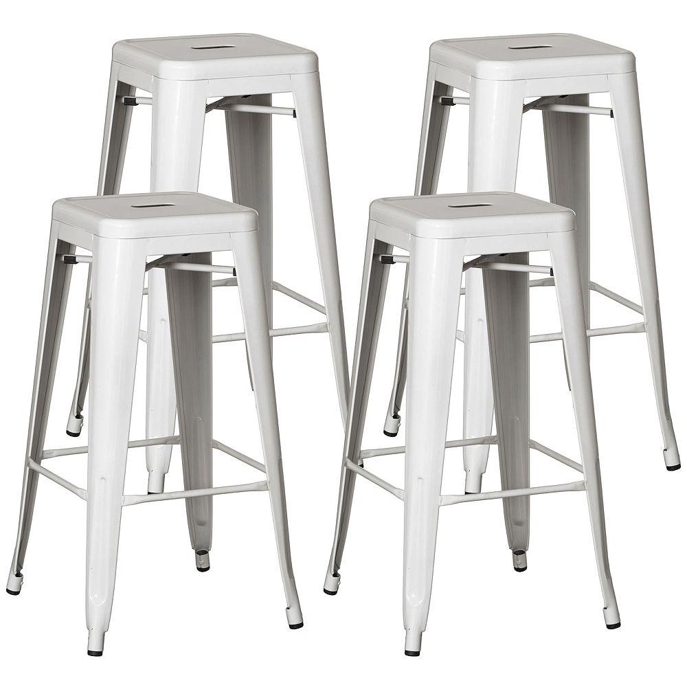 4-pcs 30" Backless Metal Bar Stools, Stackable, Counter-Height, Indoor ...
