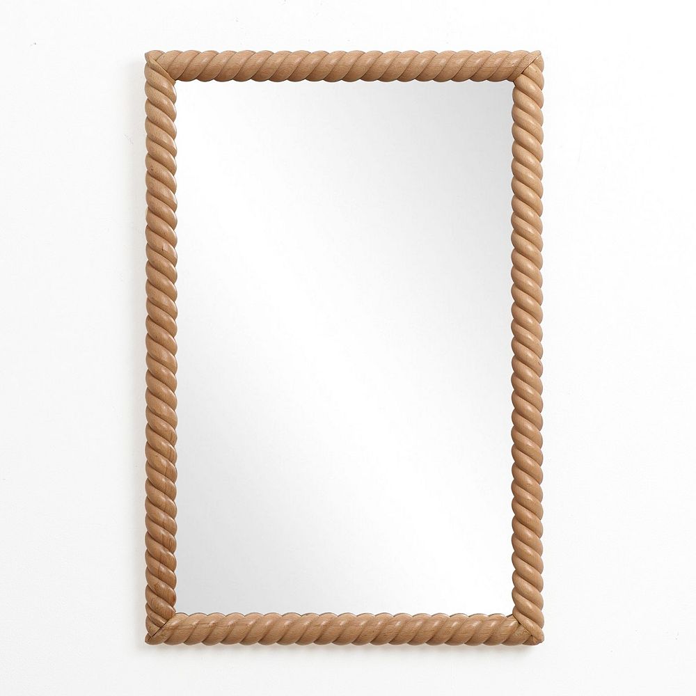 LuxenHome Beech Wood Frame Rectangle 35.4-Inch Tall Wall Mirror, Accent ...