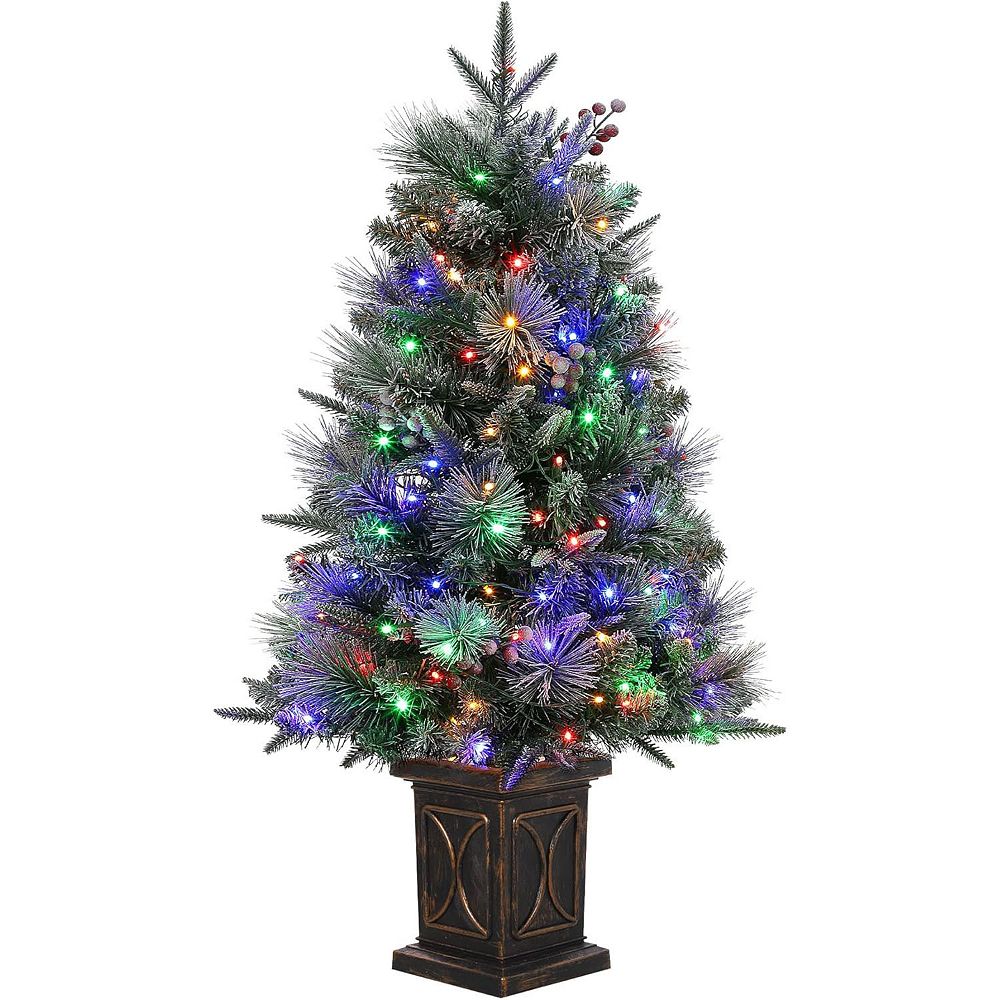 3 Ft Pre-Lit Christmas Tree with 78 Multicolor Led Lights and Arc Potted Base