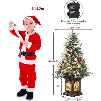 3ft Pre-Lit Artificial Mini Christmas Tree with 78 Led Lights & Base Festive Tabletop Xmas Decor