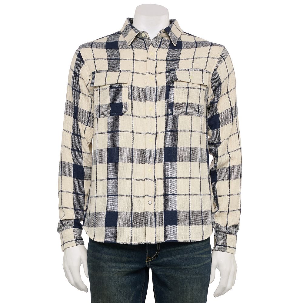 Men's Reverse Threads Textured Long Sleeve Button-Down Shirt
