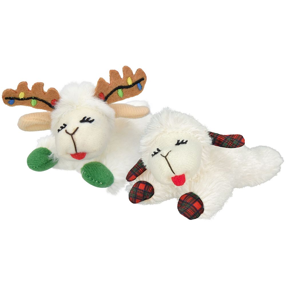 Multipet Holiday Lamb Chop Plush Cat Toy 2-pk.