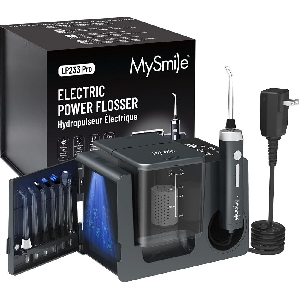 MySmile LP233 Pro UVC Countertop Water Flosser 800ML with Water Filter ...