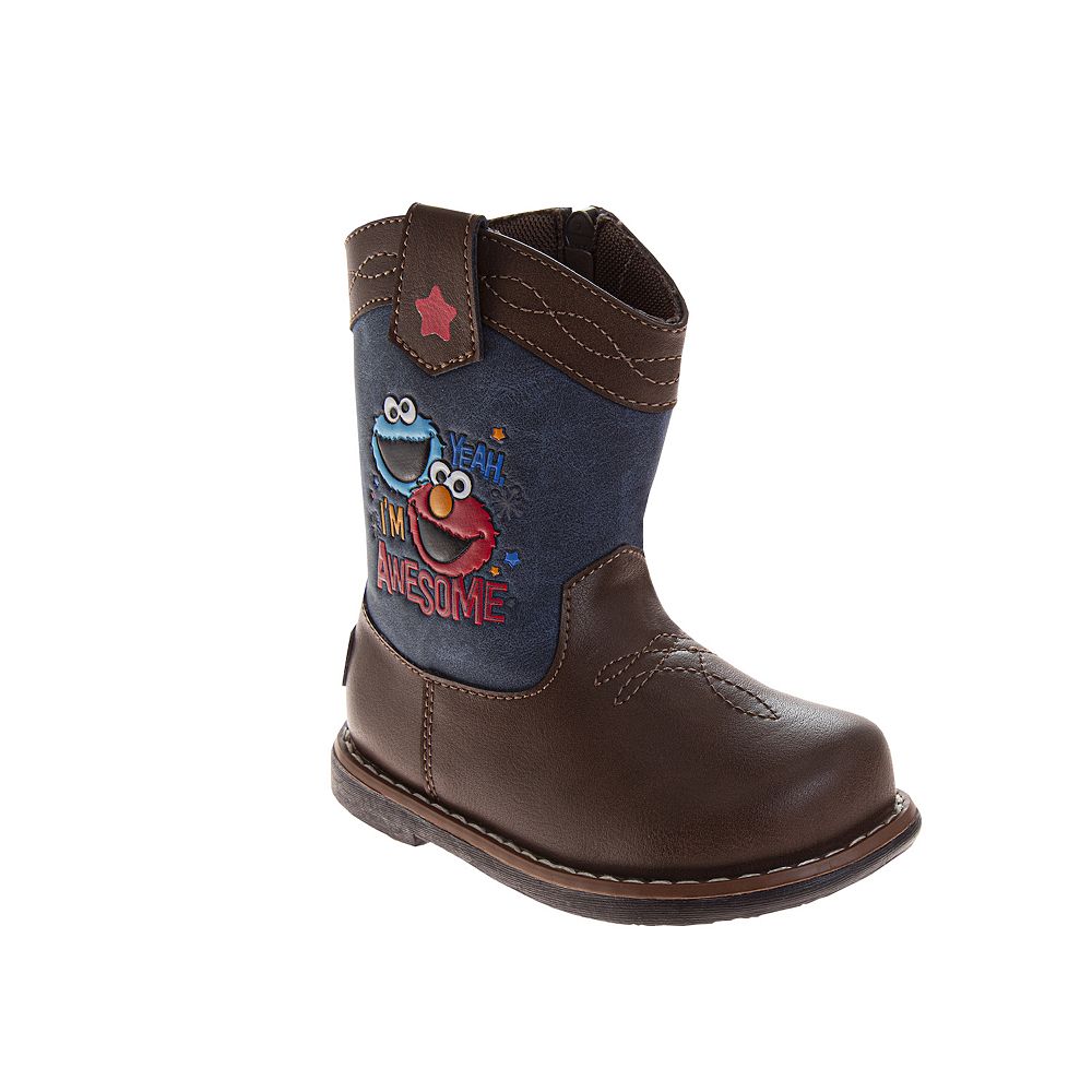 Sesame Street Elmo & Cookie Monster Side Zip Kids Cowboy Boots