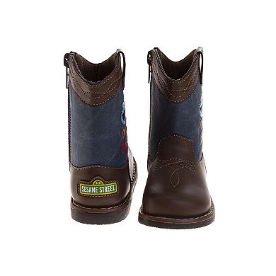 Sesame Street Elmo & Cookie Monster Side Zip Kids Cowboy Boots