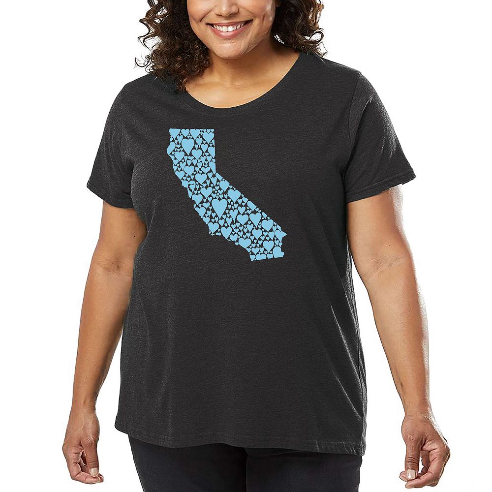 Women's Plus Size Word Art T-shirt - California Hearts