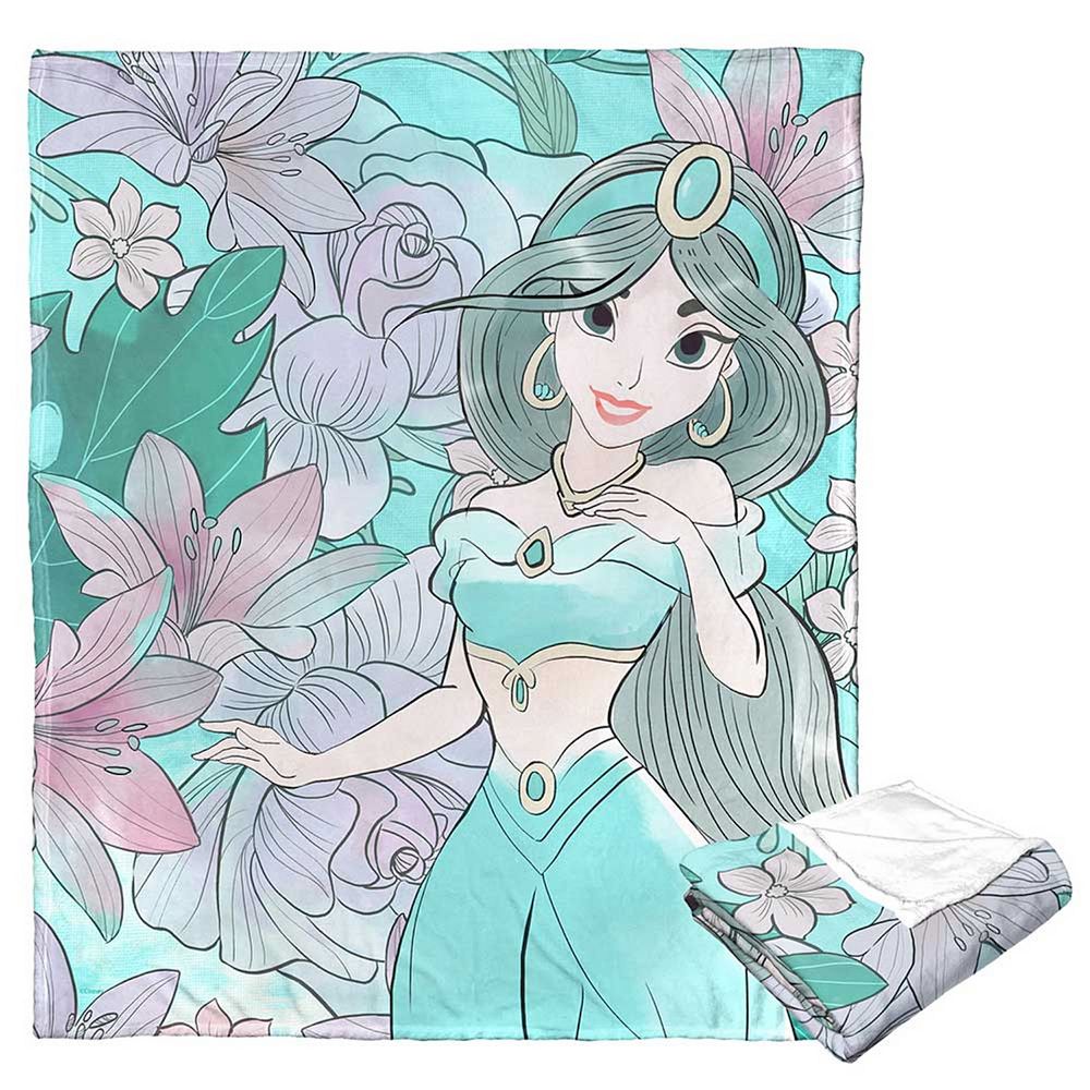 Disney Princesses Foral Fantasy Jasmine Silk Touch Throw Blanket 50x60 ...