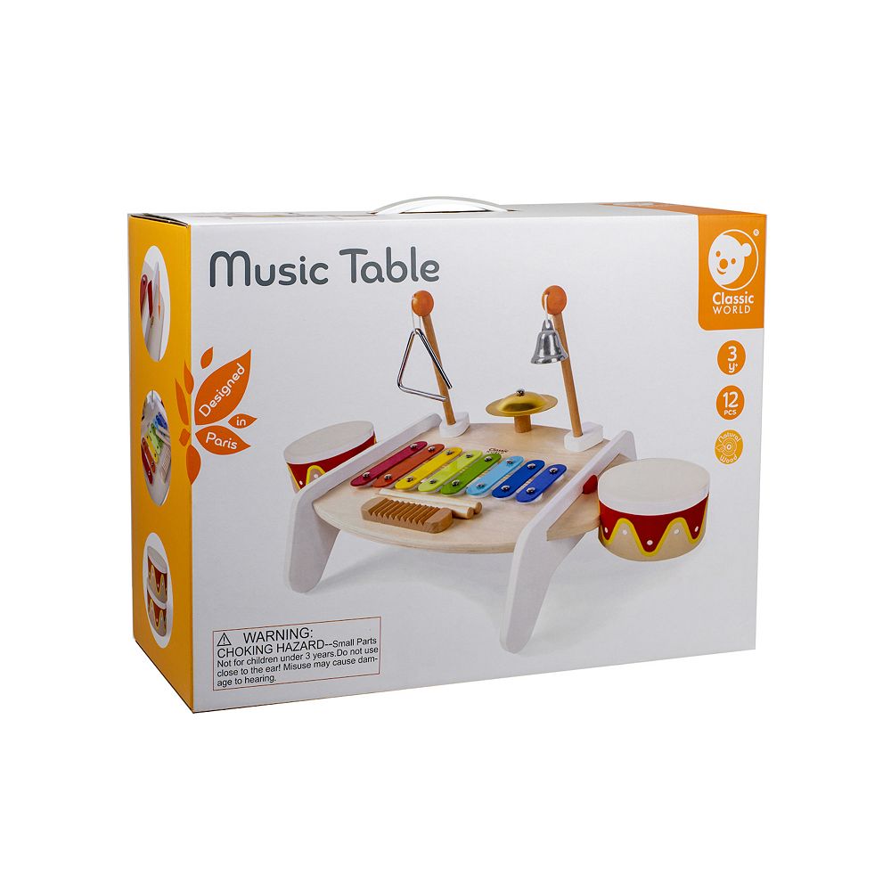 Classic Toys 12-pc. Wooden Music Table with Percussion Instruments