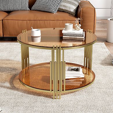 Merax Modern Black Mirror Coffee Table