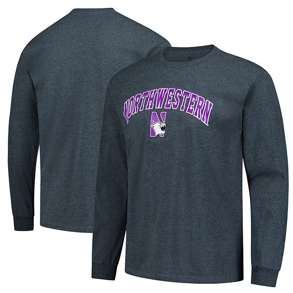 Men's Heather Charcoal Northwestern Wildcats Logo Long Sleeve T-Shirt