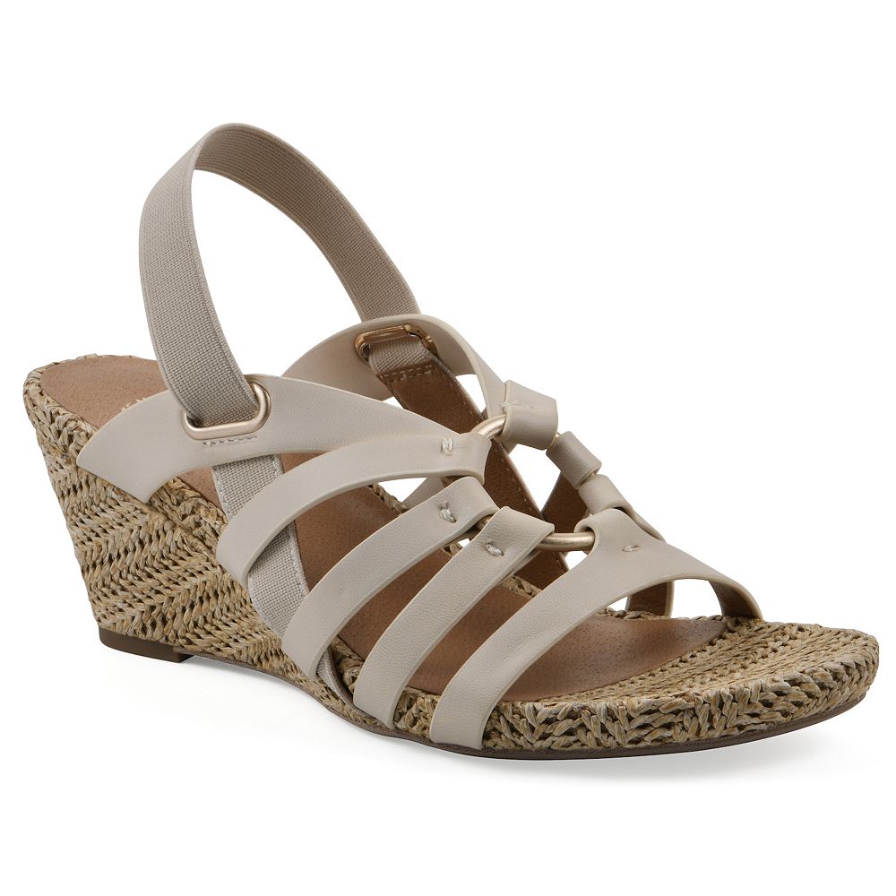 White Mountain Ataps Women's Wedge Sandals with Adjustable Strap