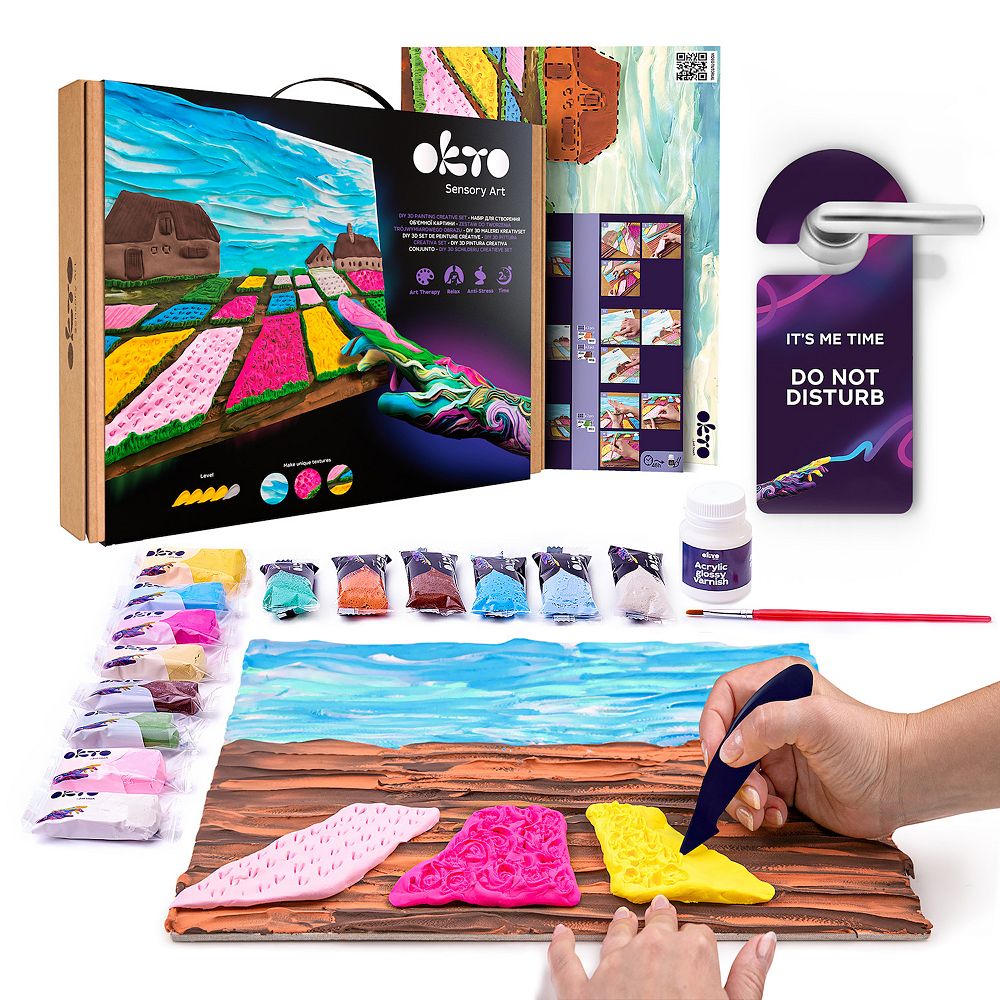 OKTO Air-Dry Clay 3D Painting Kit Flower Beds in Holland (11.8 x 15.7 in)