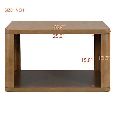 Merax Square Coffee Table for Living Room in Natural Farmhouse Coffee Table