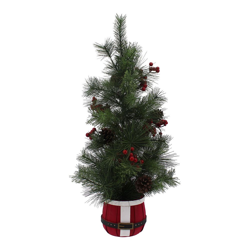 St. Nicholas Square® Artificial Tree with Berries & Santa Claus Vessel