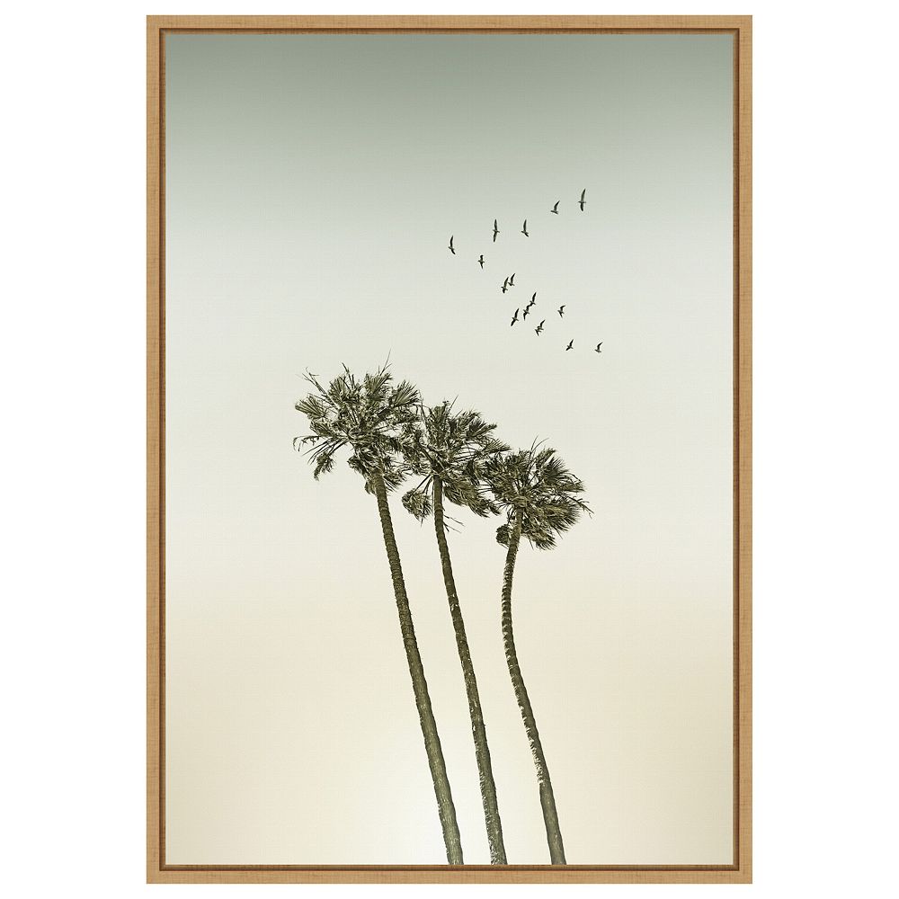 Vintage minimalist palm trees at sunset by Melanie Viola Framed Canvas ...