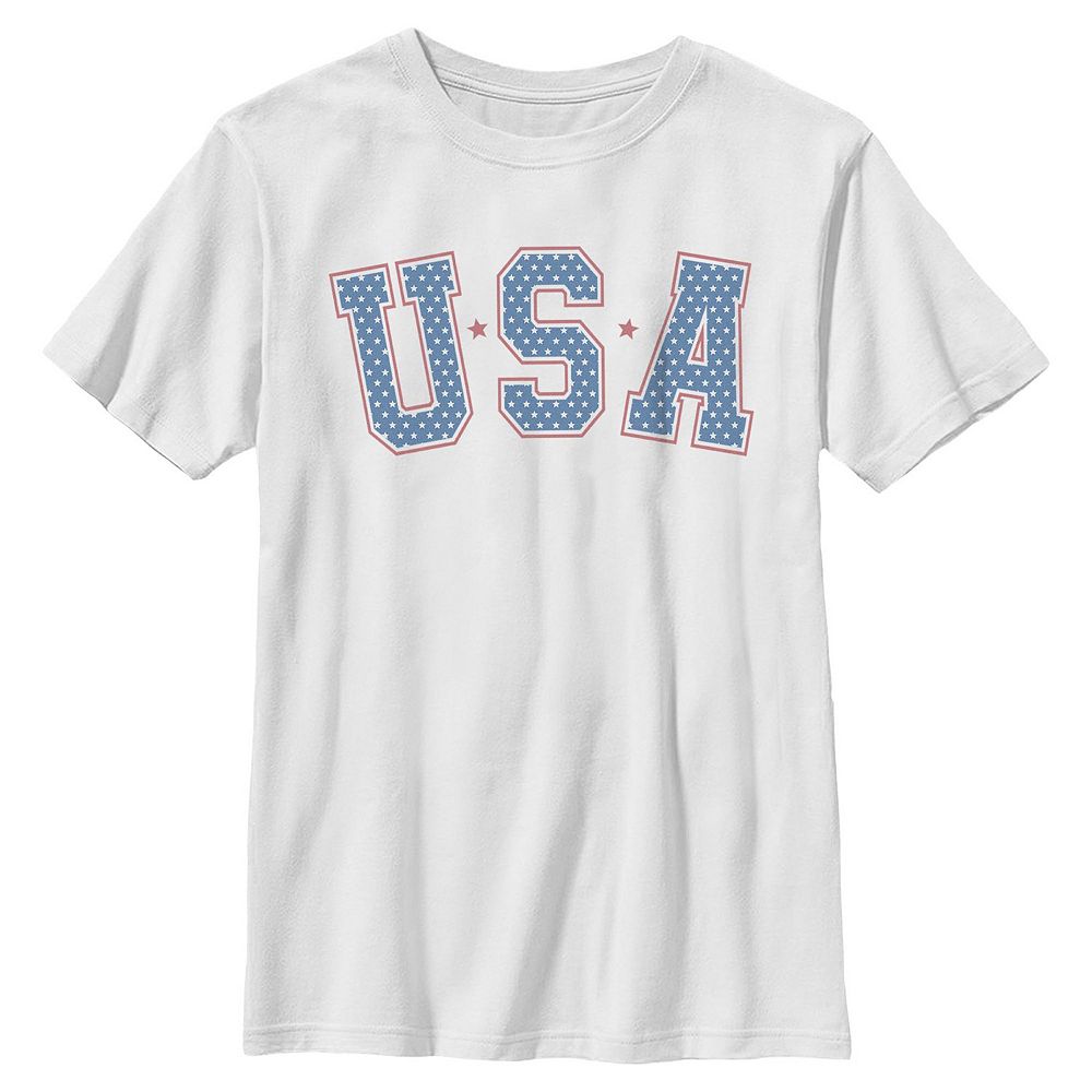 Boys 8-20 USA Varsity Text Filled Stars Americana Graphic Tee