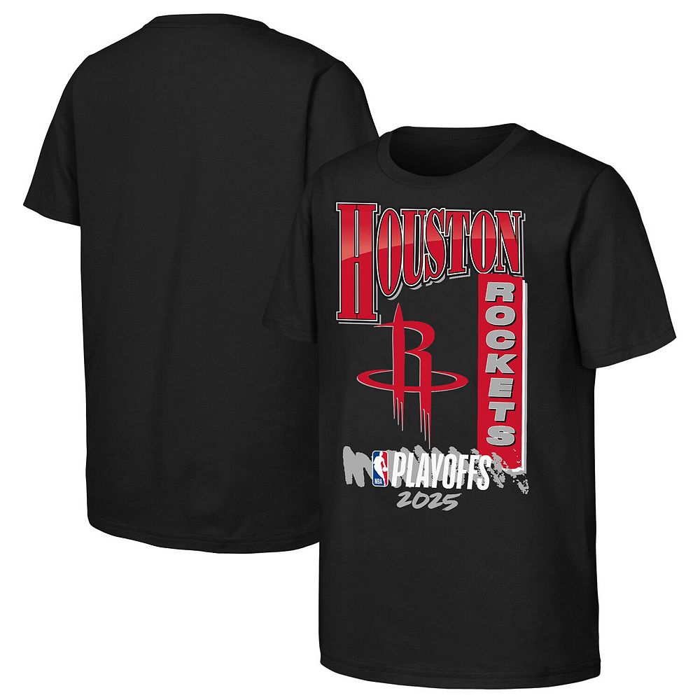 Youth Black Houston Rockets 2025 NBA Playoffs Hype T-Shirt