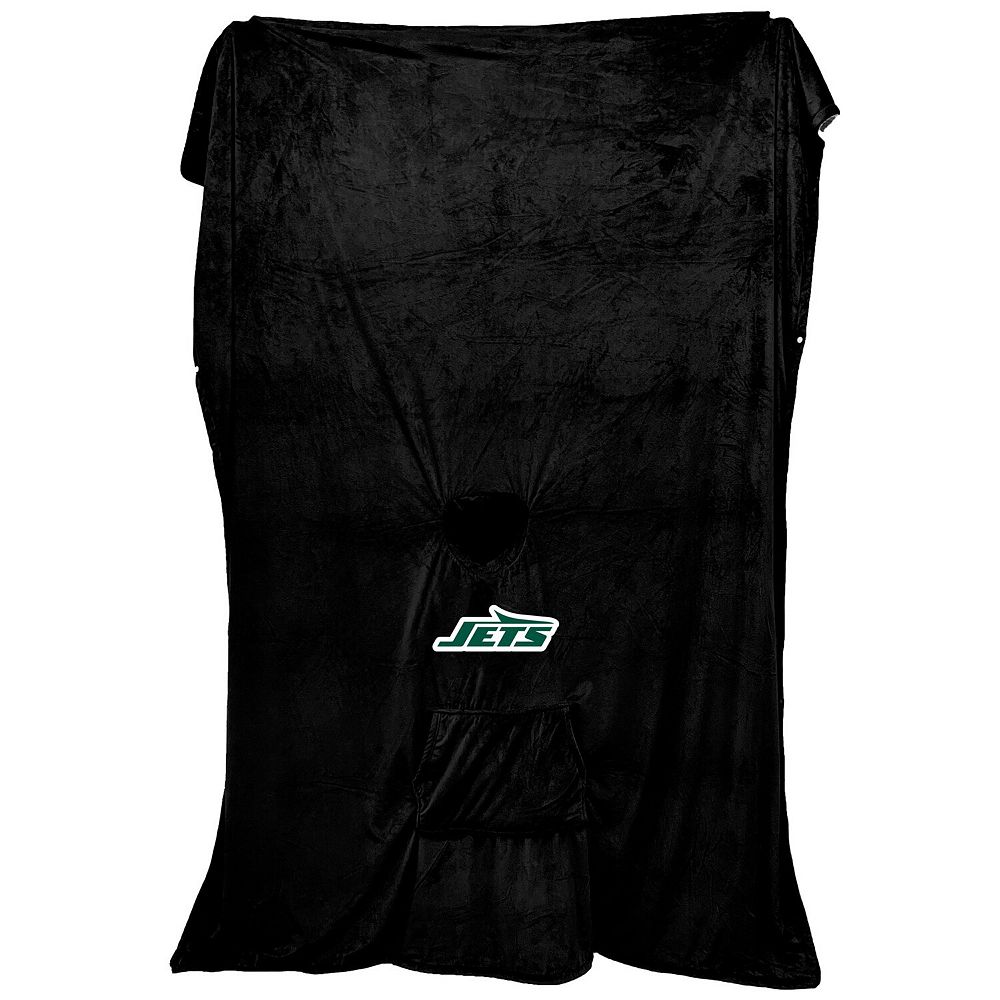 New York Jets 60" x 80" Logo Patch Team Color Bloncho with Sherpa
