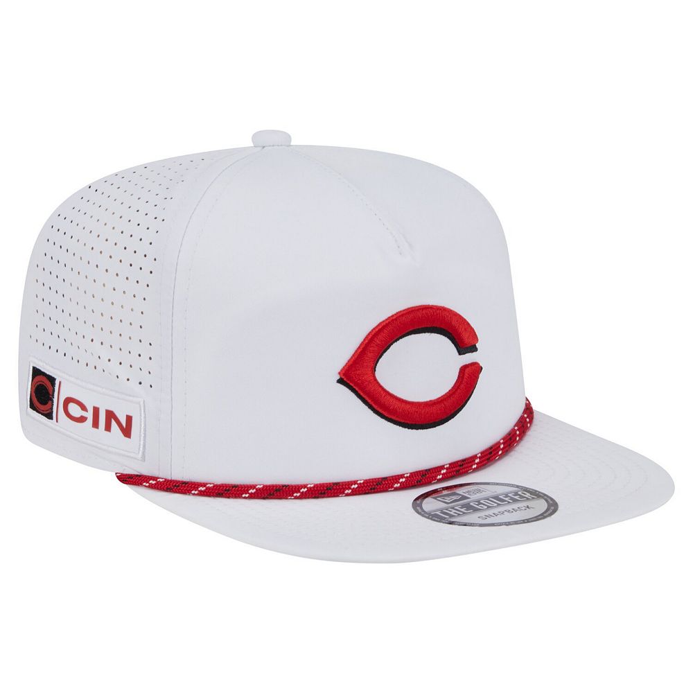 Men's New Era White Cincinnati Reds Perforated Golfer Snapback Hat