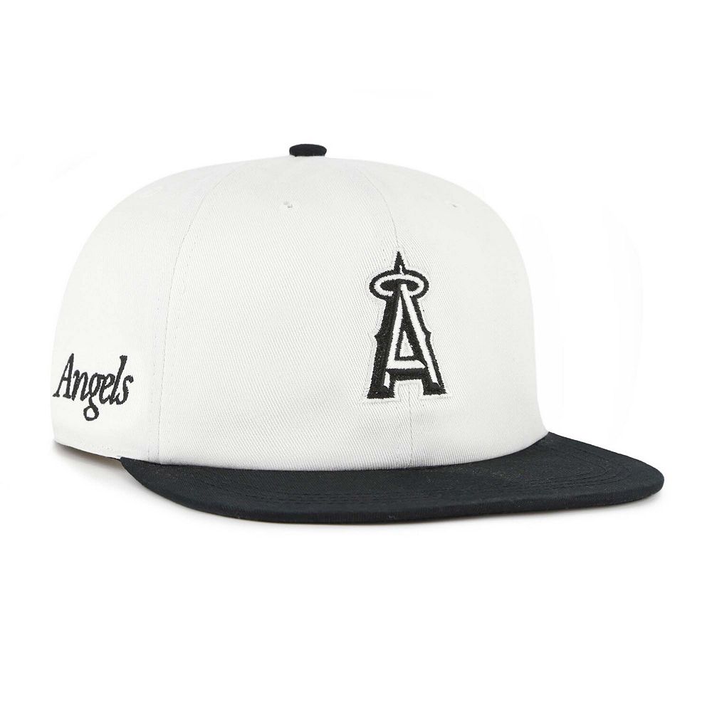 Men's '47 White/Black Los Angeles Angels Foundation Captain Snapback Hat
