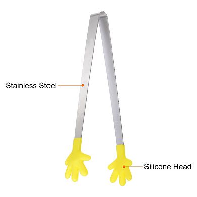 Mini Food Tongs 5.67" Hand Shape Stainless Steel with Silicon Tips ...