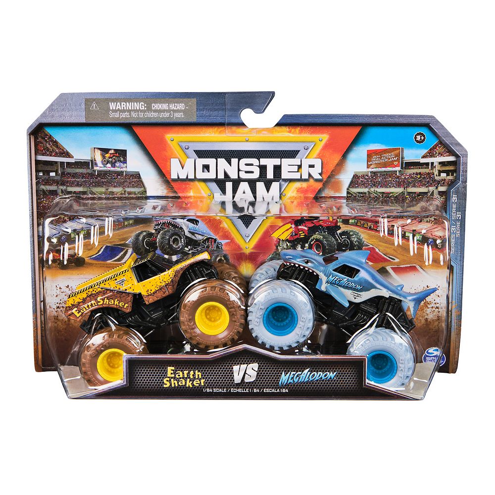 Monster Jam Earth Shaker Vs. Megalodon Die-Cast Monster Trucks 1:64 ...