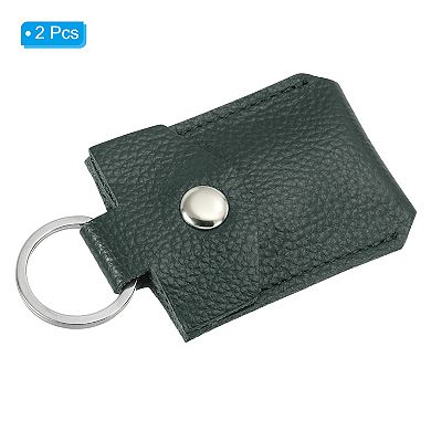 Leather Key Fob, 2 Pack Genuine Leather Keys Cover Portable Key Rings ...