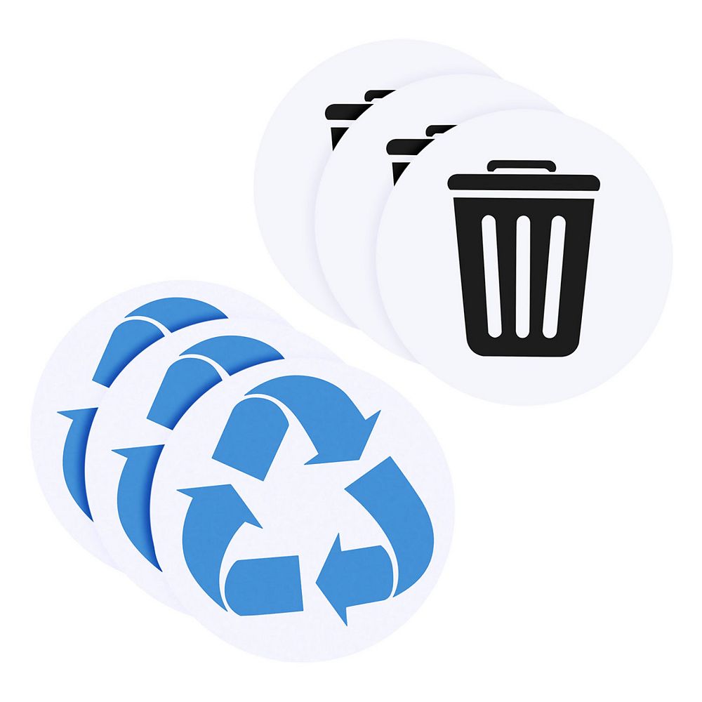 Recycle Sticker Bin Labels, 6 Pack Recycle and Trash Logo Stickers Self ...