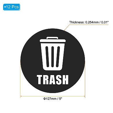 Trash Can Stickers Signs, 12 Pack 5 Inch Recycle Trash Sticker Bin ...
