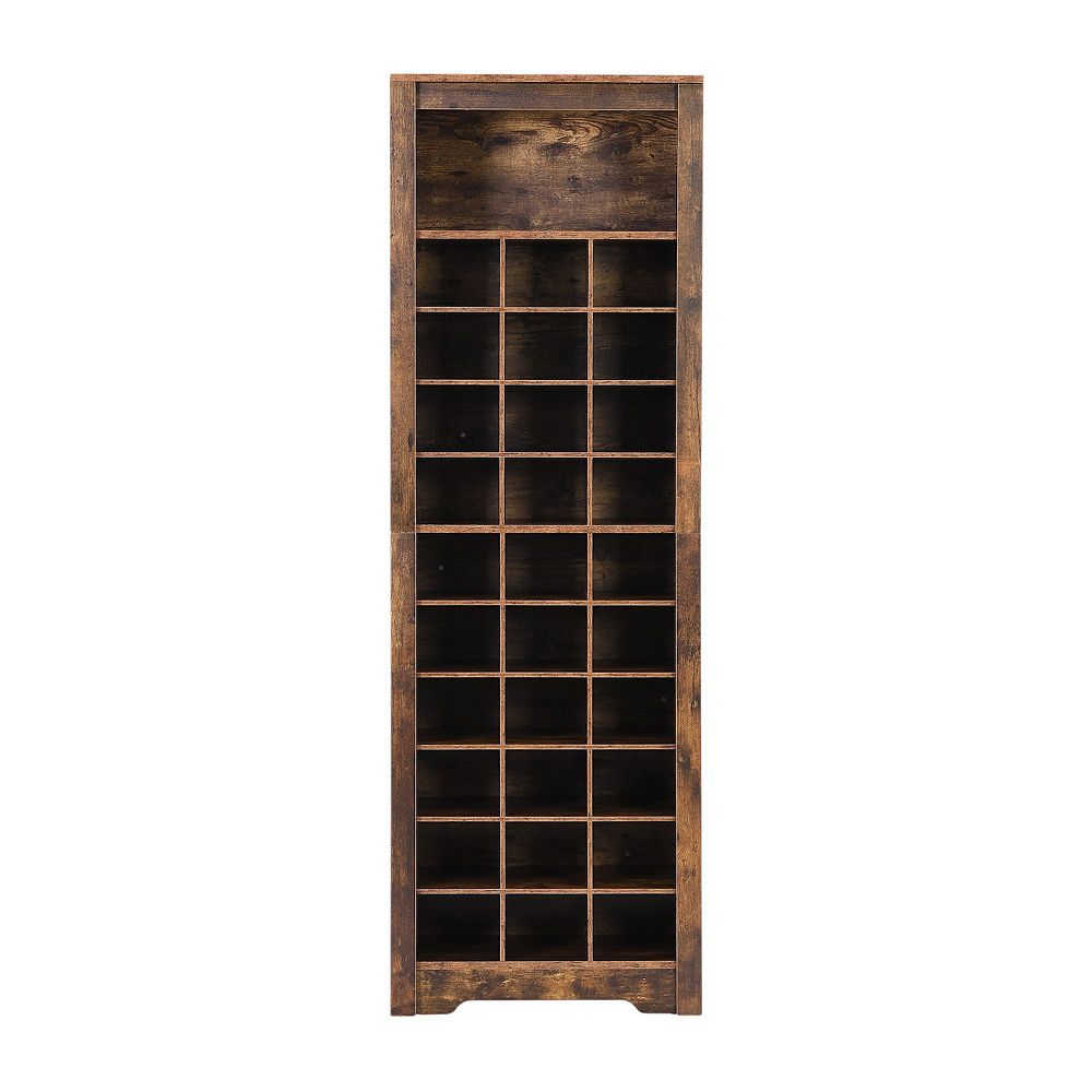 24.40 Inch Rustic Wooden Shoe Storage Tower with 30 Cubbies