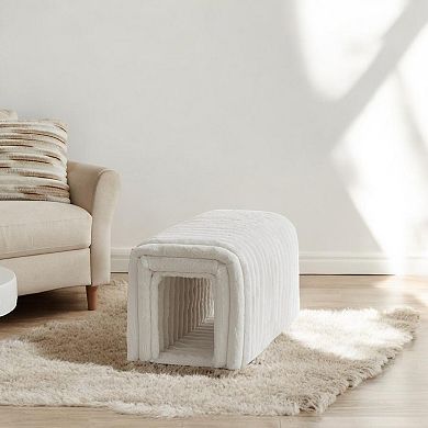16.93 inches Modern Plush Upholstered Bench with Unique Archway Design