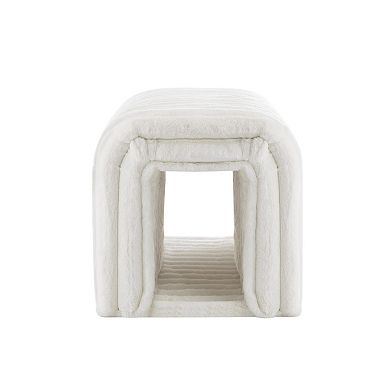 16.93 inches Modern Plush Upholstered Bench with Unique Archway Design