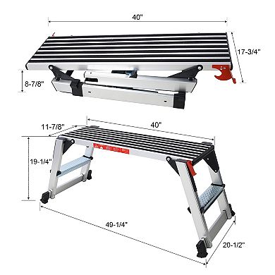 49.20 inch Foldable Aluminum Work Platform with Non-Slip Surface