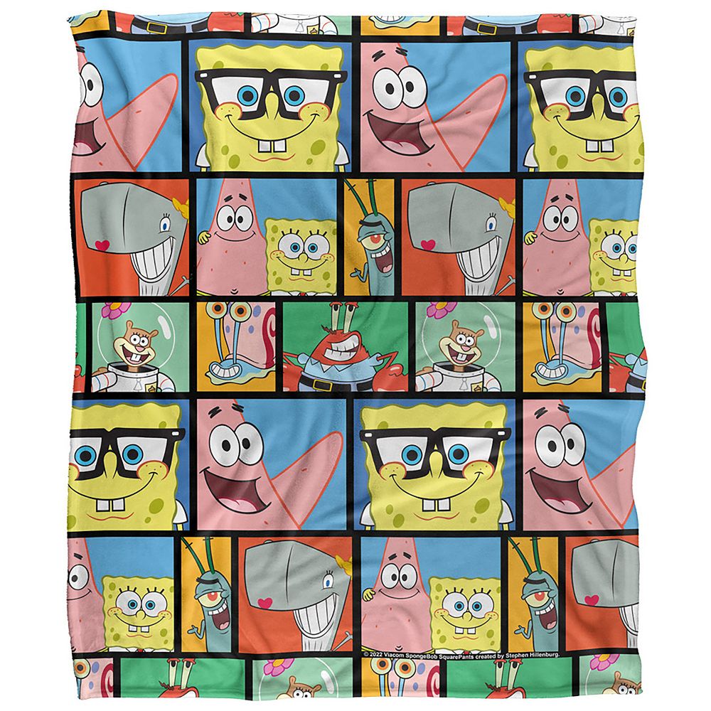 Spongebob Squarepants Character Pattern Silky Touch Throw Blanket