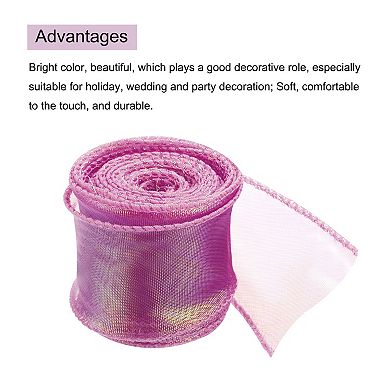 1 1/2" Wide Sparkly Sheer Wired Ribbon Pastel Shimmer Iridescent ...