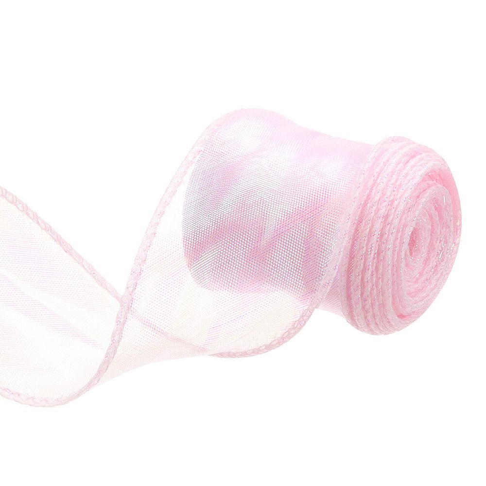 1 1/2" Wide Sparkly Sheer Wired Ribbon Pastel Shimmer Iridescent ...