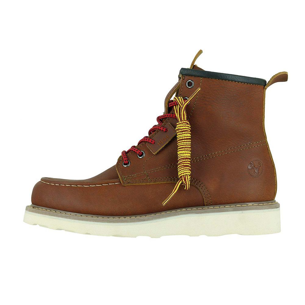 6” Moc Toe Work Boots for Men Wedge Steel Toe Boots Vibram EVA Outsole ...