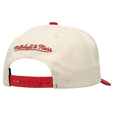 Men's Mitchell & Ness Cream/Red Atlanta Hawks Soul Festival Staggered Zag Pro Crown Snapback Hat