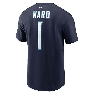 Men's Nike Cameron Ward Navy Tennessee Titans 2025 NFL Draft First Round Pick Name & Number T-Shirt