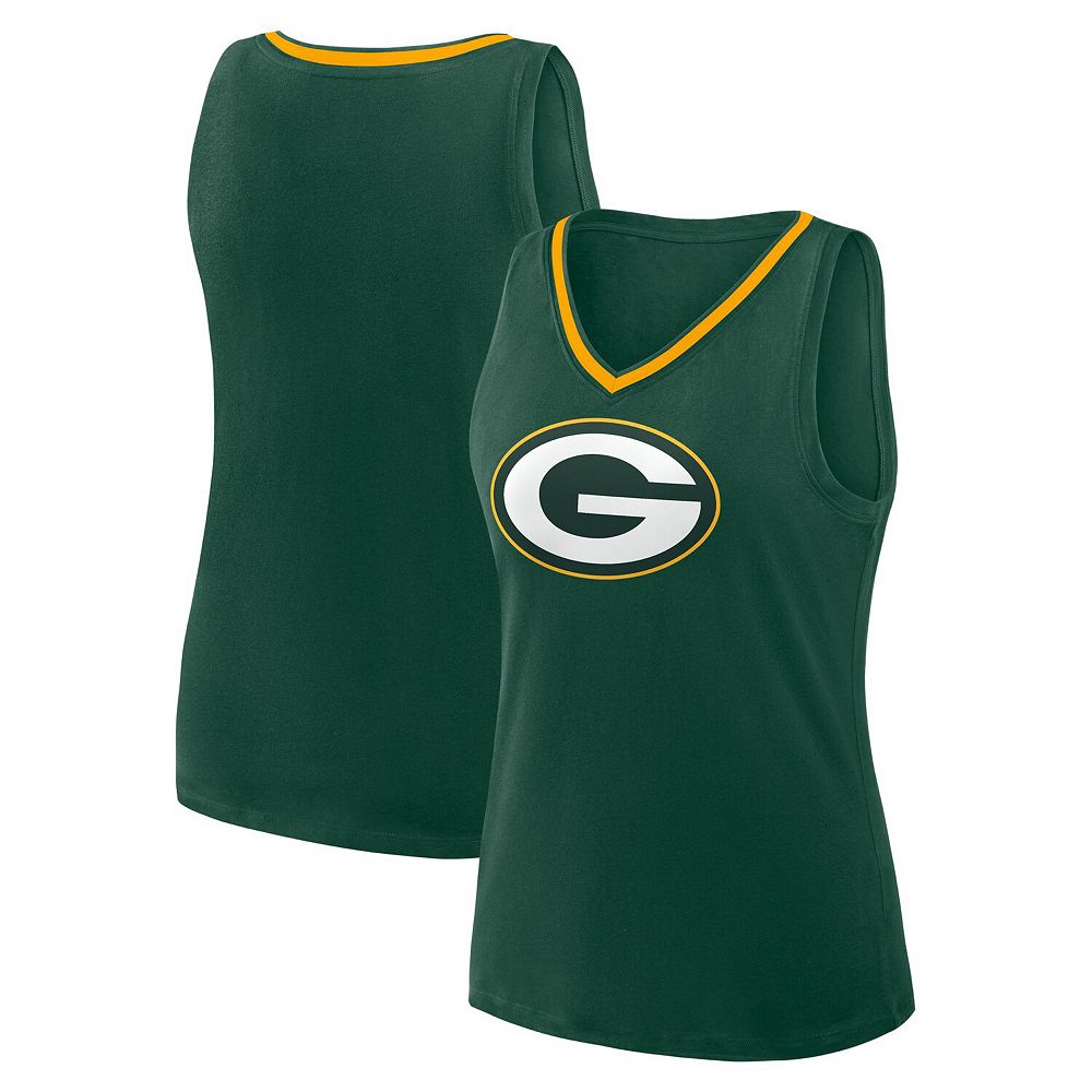Women's Logo Athletic Green Green Bay Packers Stellar Win V-Neck Tank Top