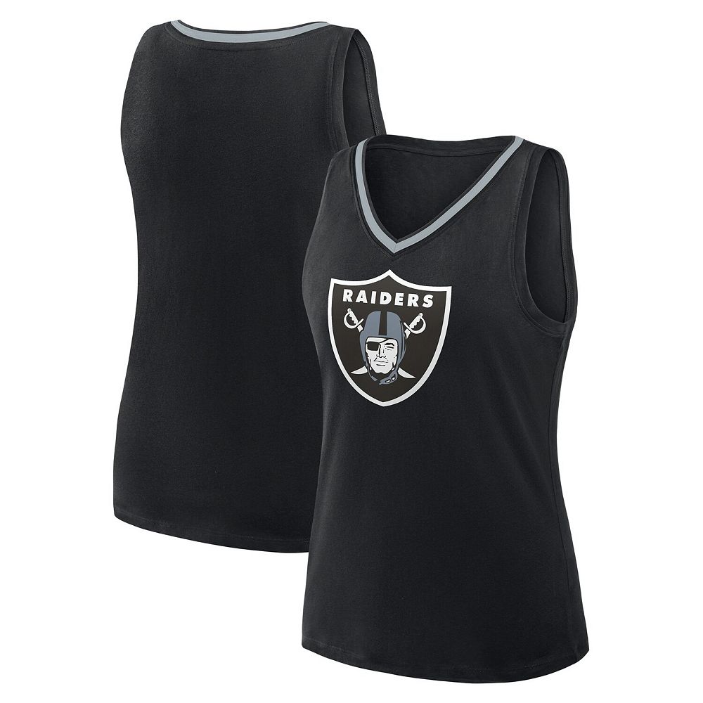 Women's Logo Athletic Black Las Vegas Raiders Stellar Win V-Neck Tank Top