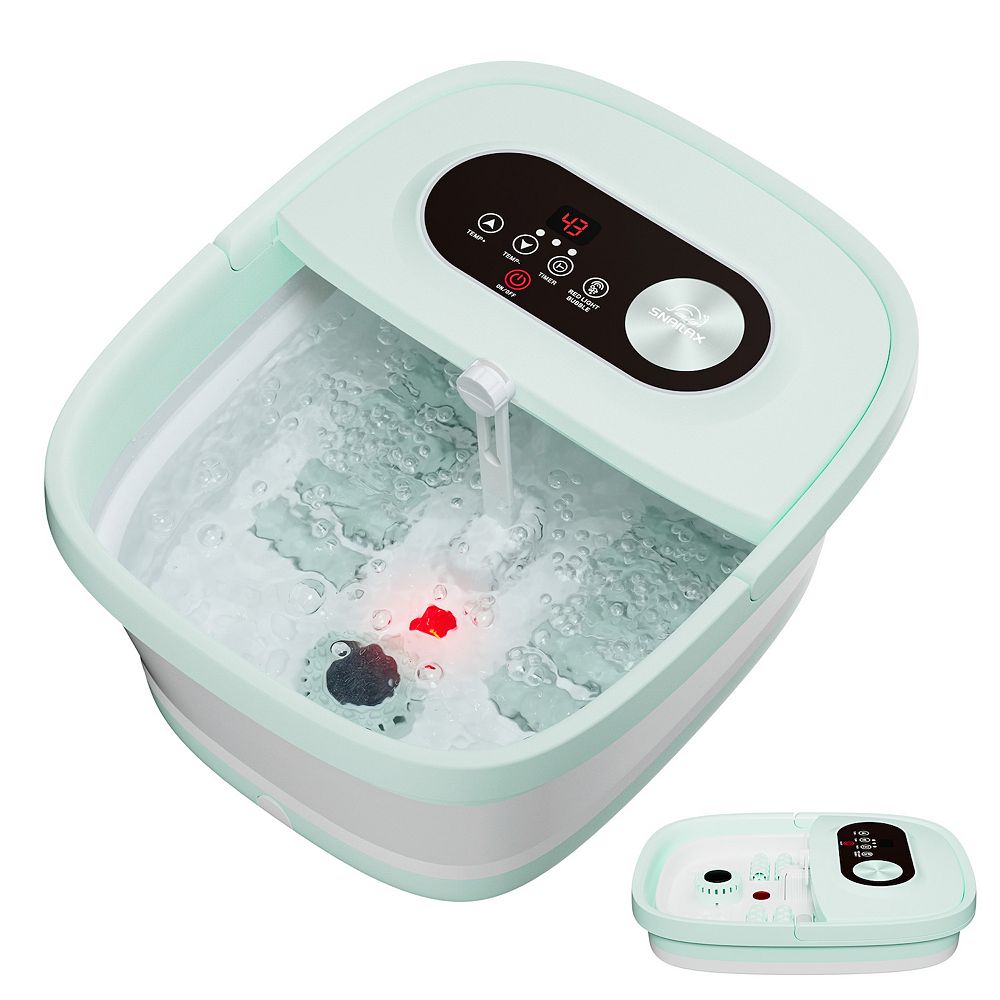 Snailax Heated Foot Spa Bath Massager with Bubble Red Light Pedicure ...