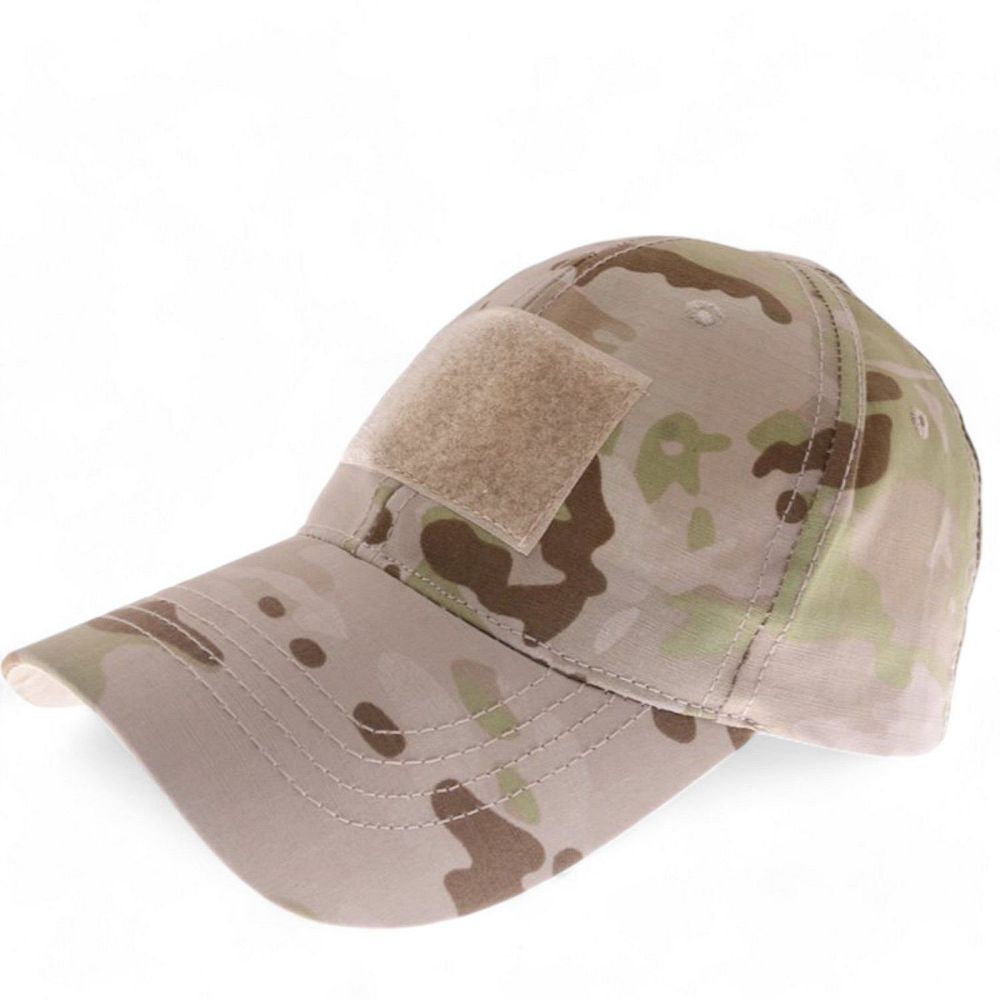 Camo Tactical Cap with Velcro Patch for Customization and Adjustable Fit