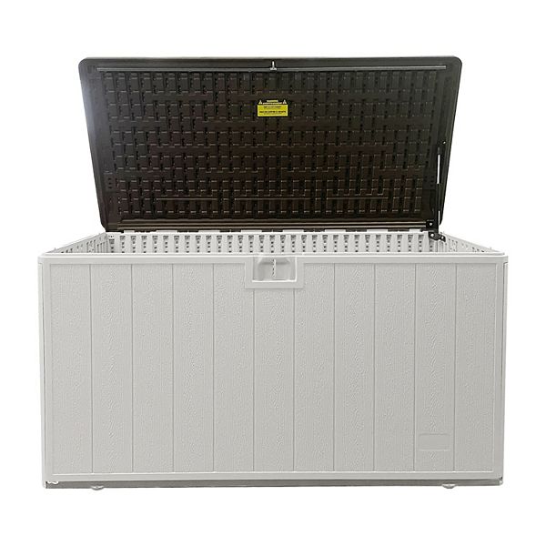 110 Gallon White Outdoor Storage Trunk - Weatherproof Deck Box