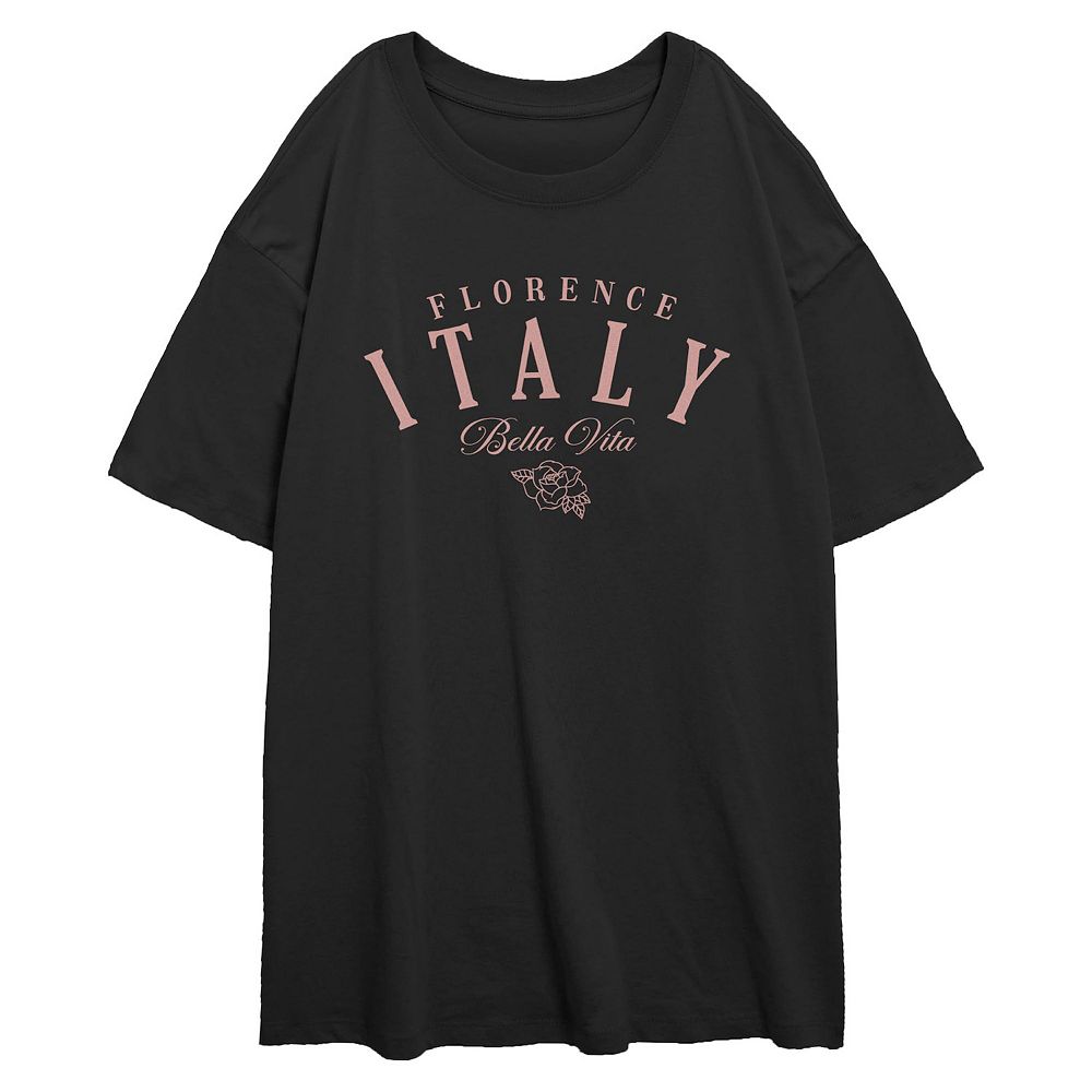 Juniors' Florence Italy Bella Vita Oversized Graphic Tee